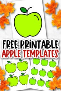 Red and Green Apple Templates in Large, Medium and Small