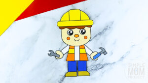 Printable Construction Worker Paper Bag Puppet Template - Simple Mom ...