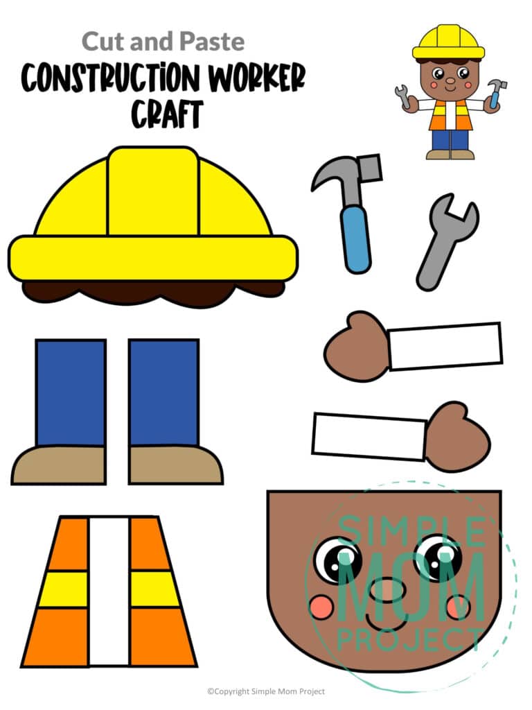 Free Printable Construction Worker Craft Template - Simple Mom Project
