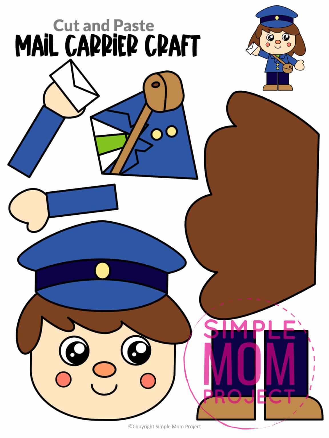 Free Printable Mail Carrier Craft Template – Simple Mom Project
