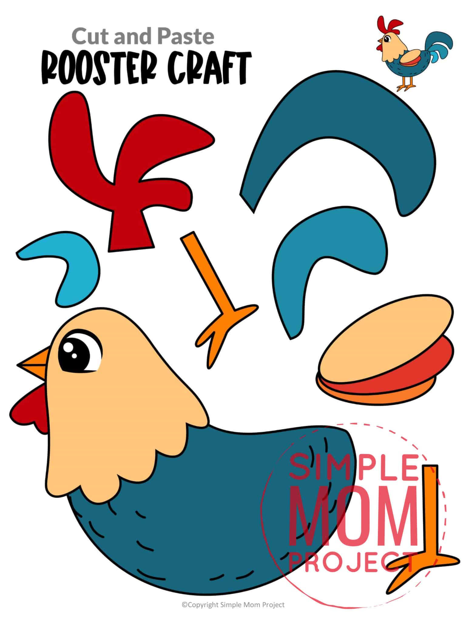 Free Printable Rooster Craft Template – Simple Mom Project