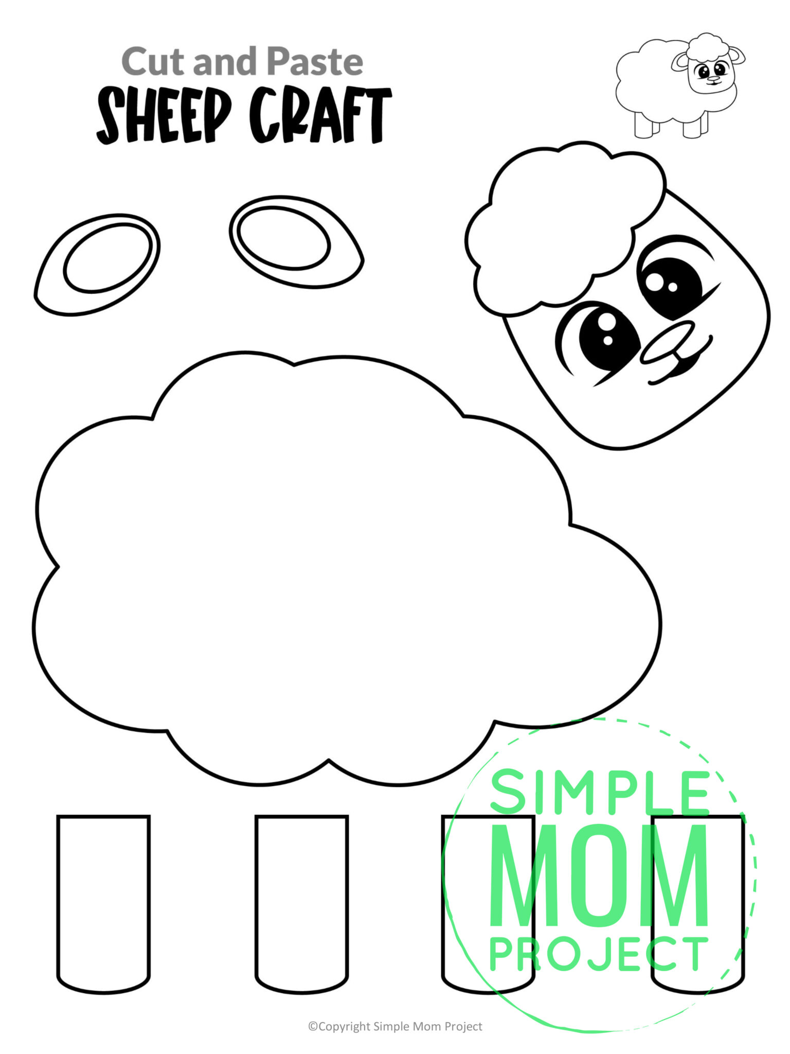 Free Printable Sheep Craft Template – Simple Mom Project