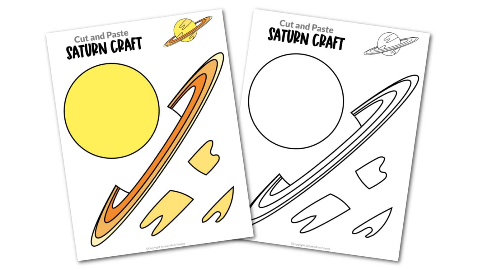 Cut and Paste Saturn Craft with Saturn Template - Simple Mom Project