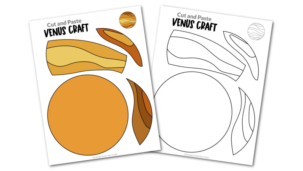 Planet Venus Cut and Paste Craft with Venus Template - Simple Mom Project