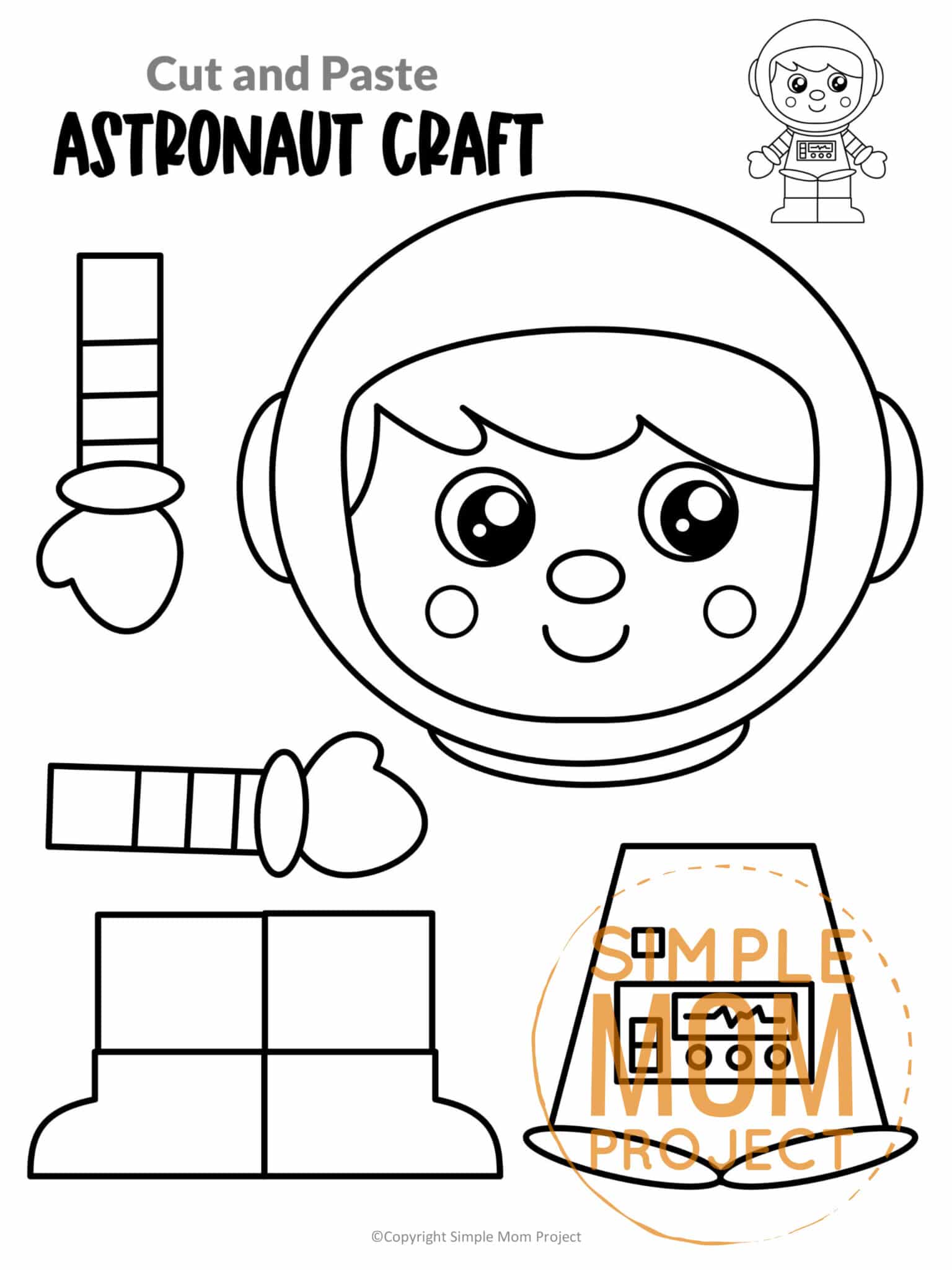 Astronaut Craft With Printable Template - Simple Mom Project