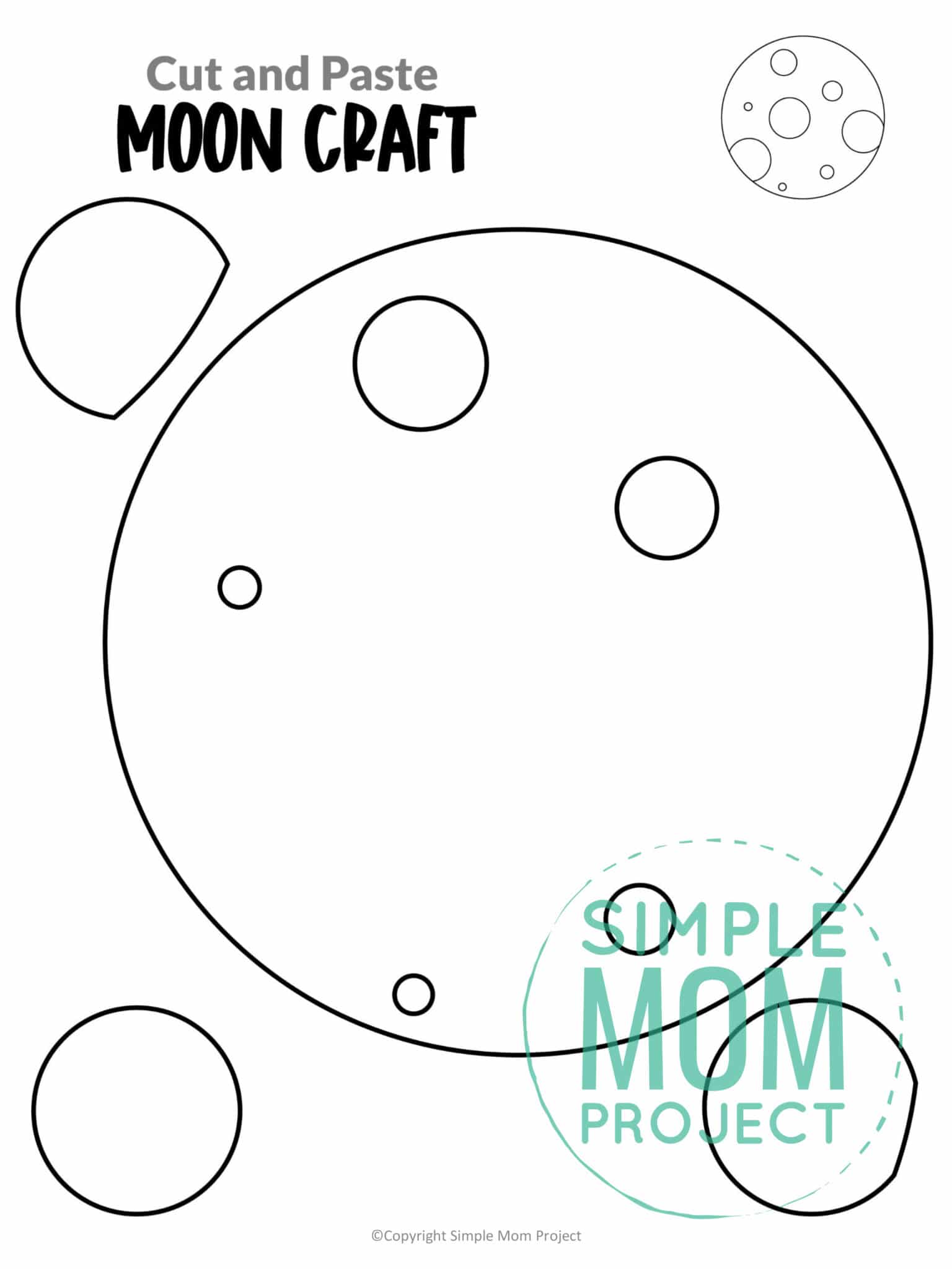 Cut and Paste Moon Craft with Moon Template - Simple Mom Project