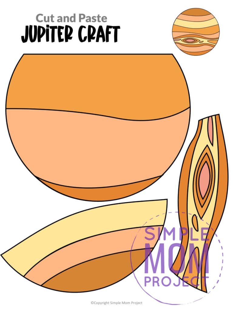 Planet Jupiter Cut and Paste Craft with Jupiter Template – Simple Mom ...