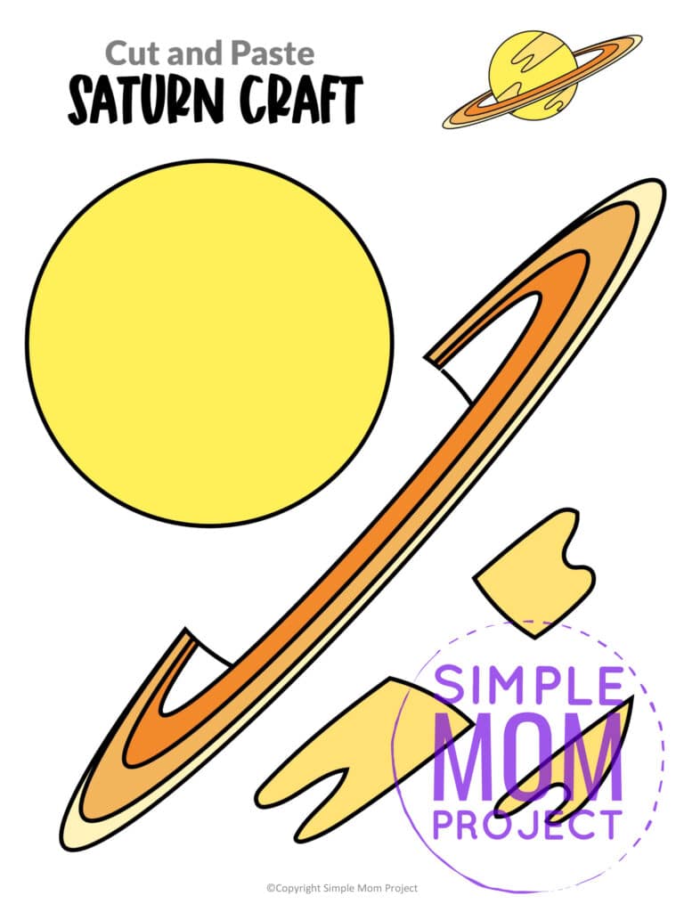 Cut and Paste Saturn Craft with Saturn Template - Simple Mom Project