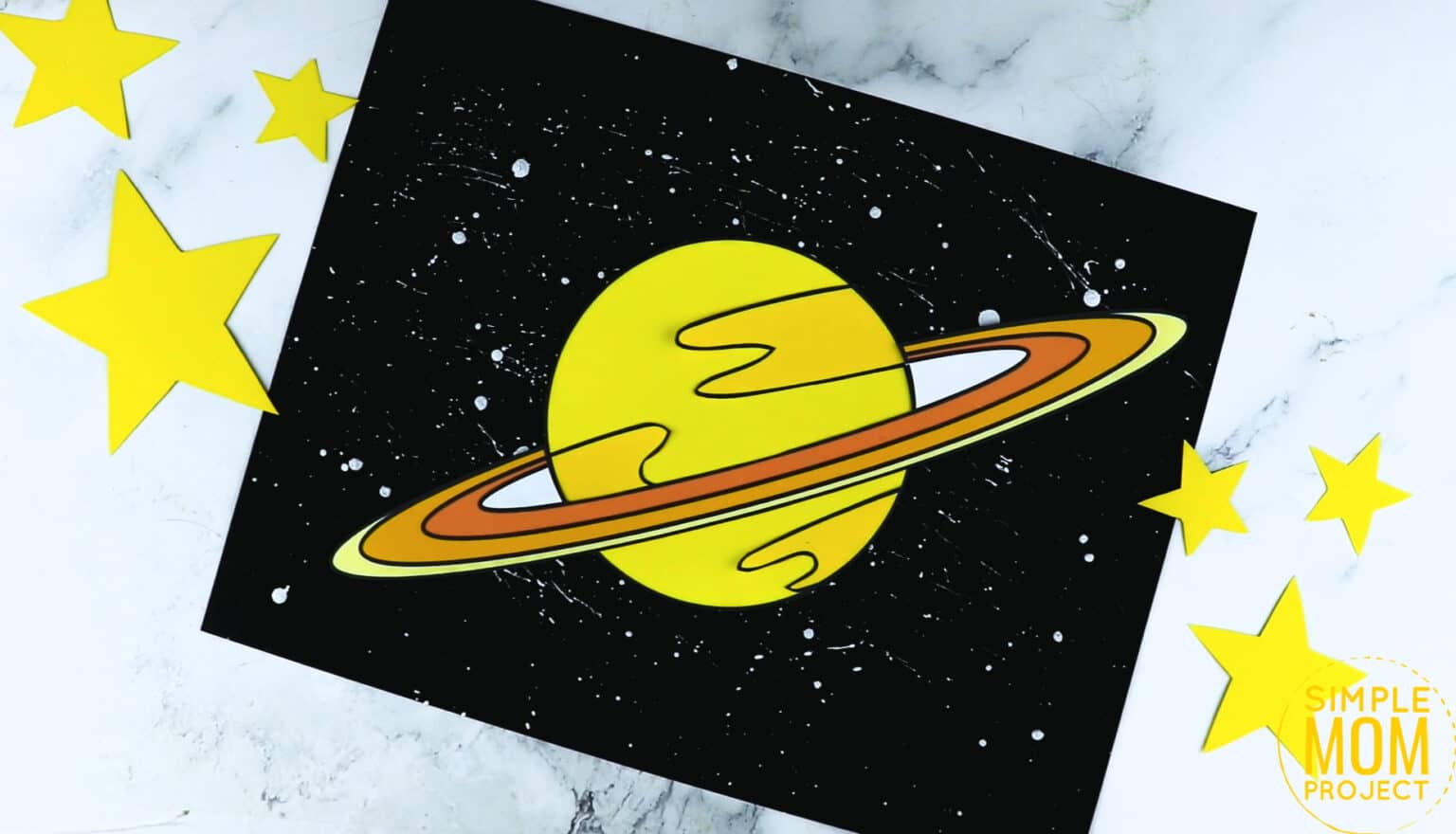 Cut and Paste Saturn Craft with Saturn Template - Simple Mom Project