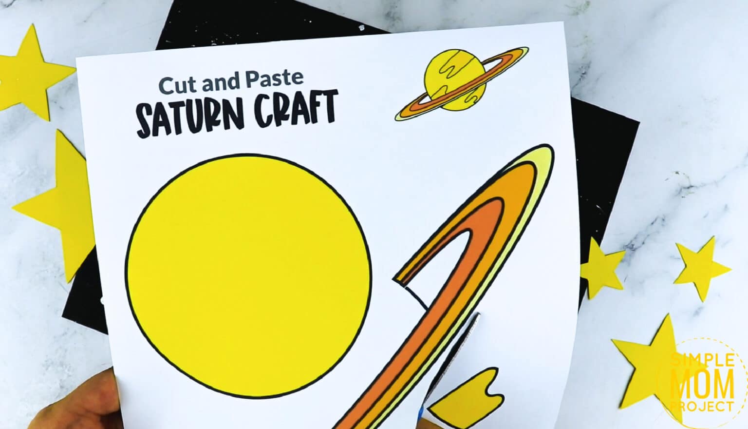 Cut and Paste Saturn Craft with Saturn Template - Simple Mom Project