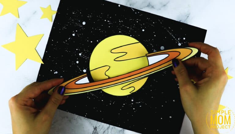 Cut and Paste Saturn Craft with Saturn Template - Simple Mom Project