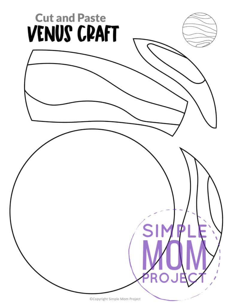 Planet Venus Cut and Paste Craft with Venus Template - Simple Mom Project