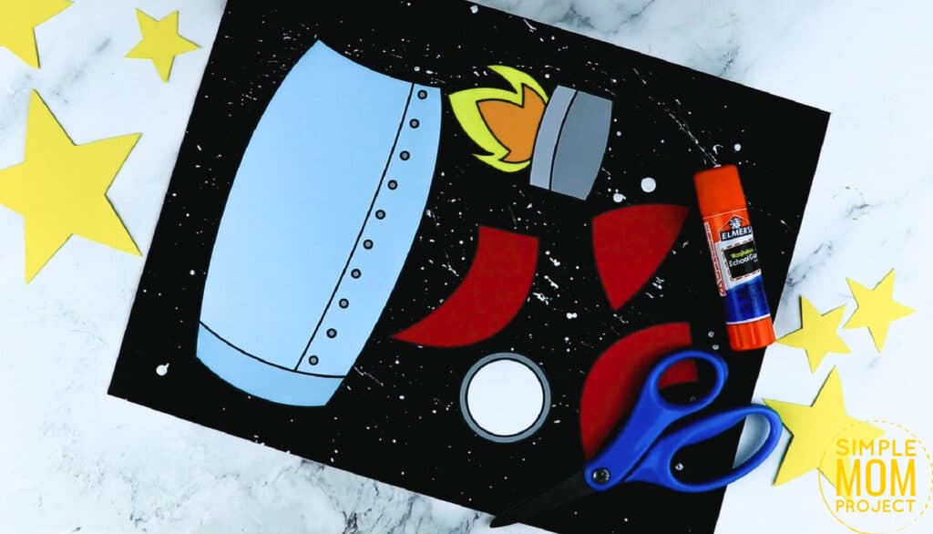 Cut and Paste Rocket Ship Craft with Spaceship Template - Simple Mom ...