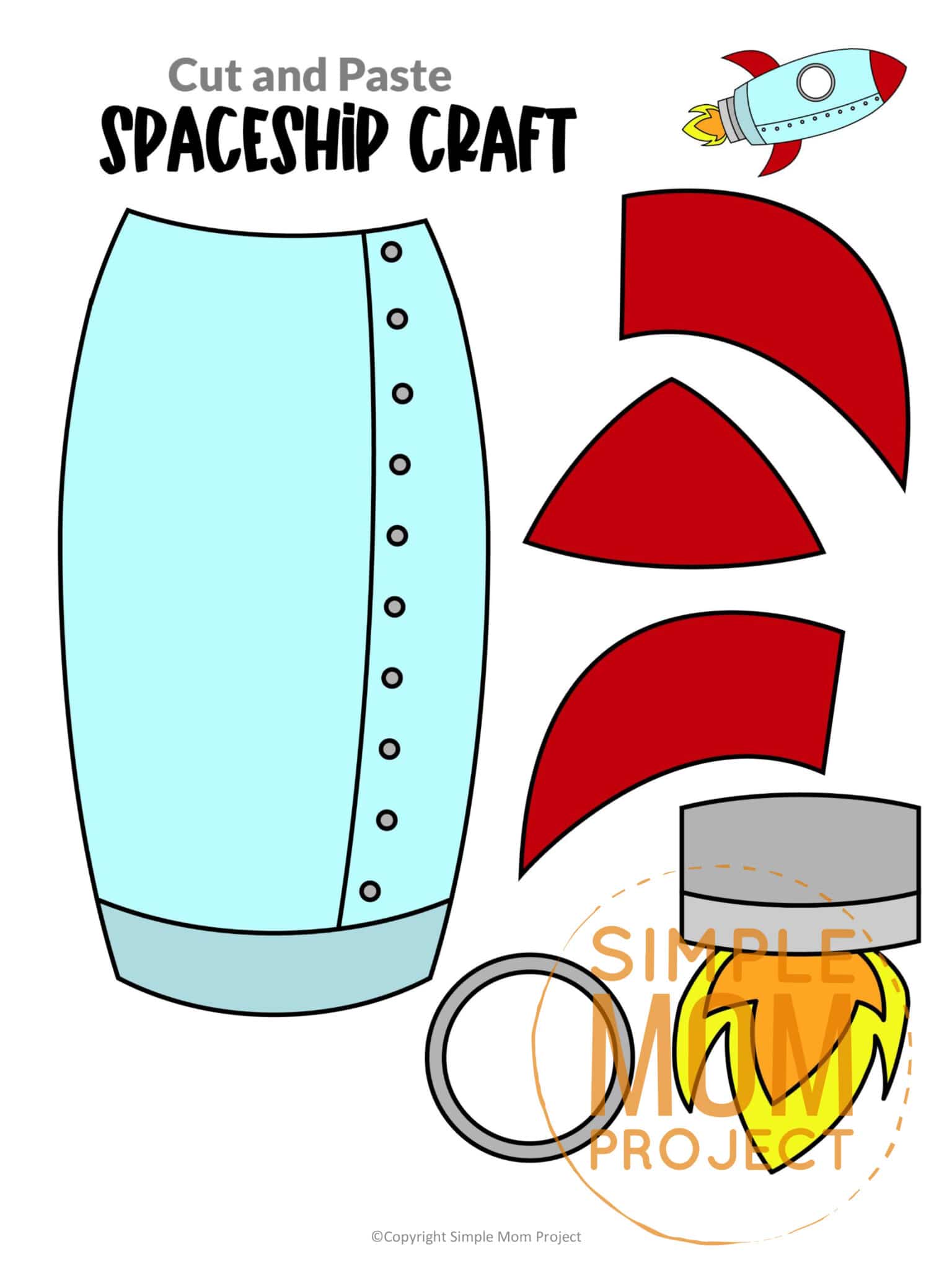 Cut and Paste Rocket Ship Craft with Spaceship Template – Simple Mom ...