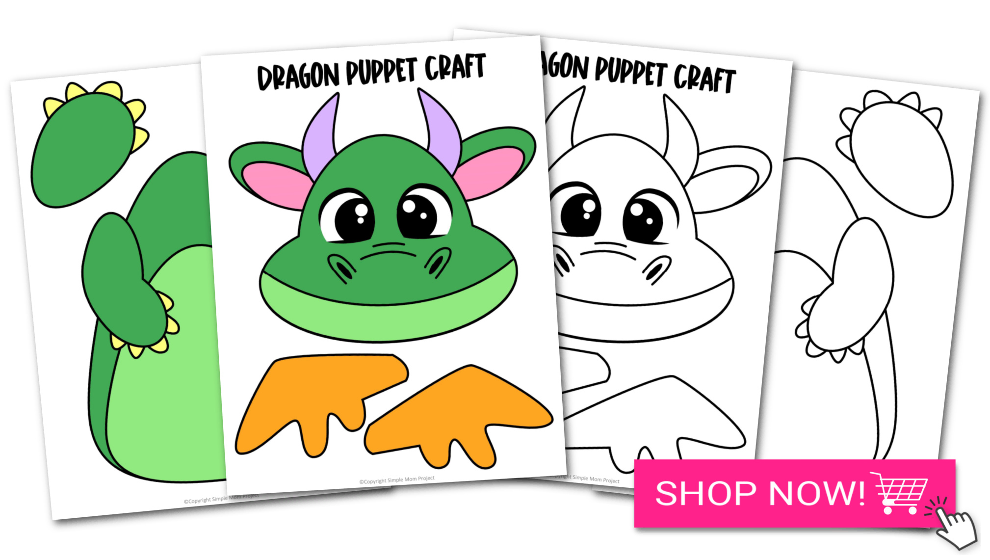 Printable Dragon Paper Bag Puppet Template Simple Mom Project