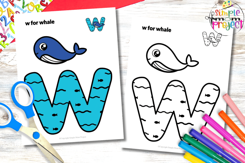 Free Printable Lowercase w Whale Craft for Kids & Teachers - Simple Mom ...