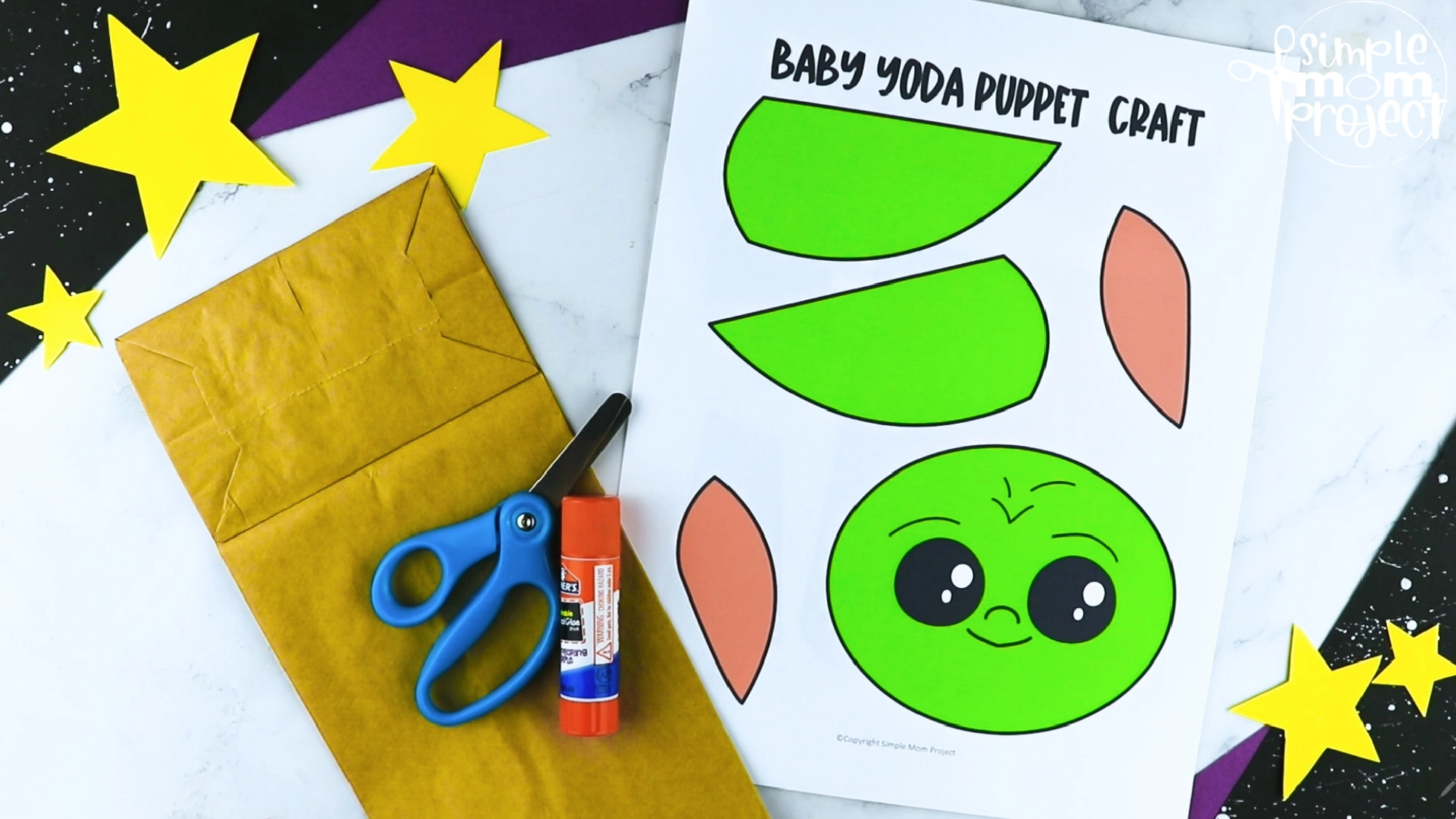 Printable Baby Yoda Paper Bag Puppet Template – Simple Mom Project