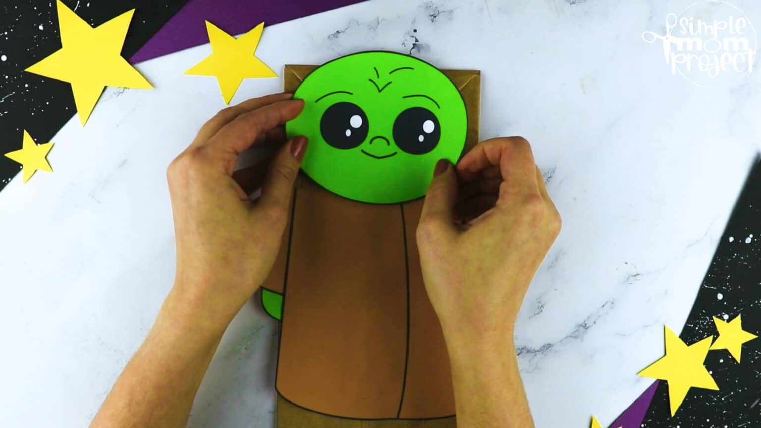 Printable Baby Yoda Paper Bag Puppet Template - Simple Mom Project