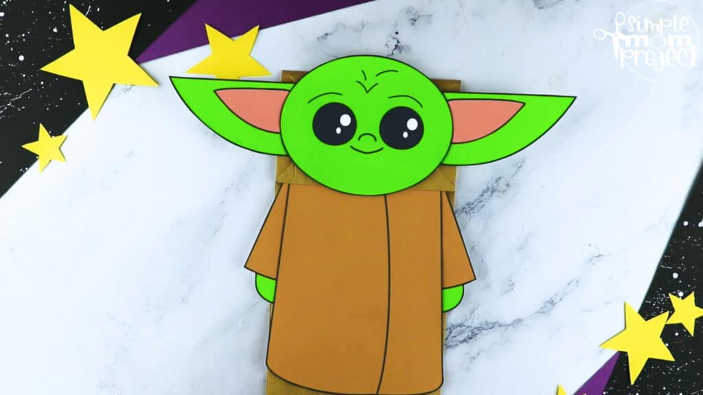 Printable Baby Yoda Paper Bag Puppet Template - Simple Mom Project