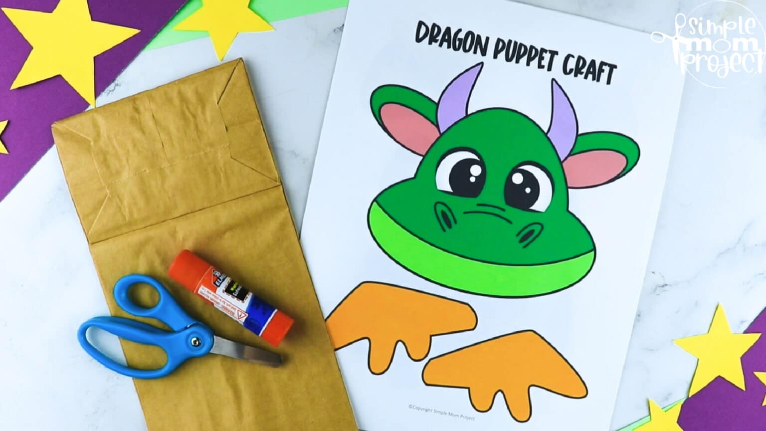 Printable Dragon Paper Bag Puppet Template – Simple Mom Project