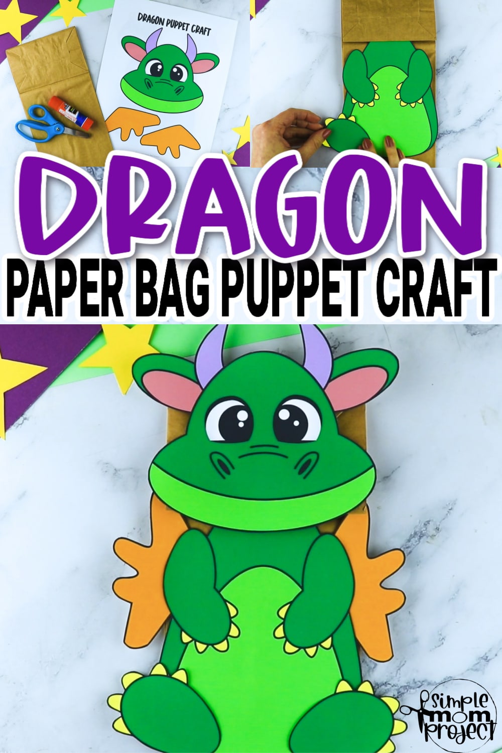 Printable Dragon Paper Bag Puppet Template Simple Mom Project