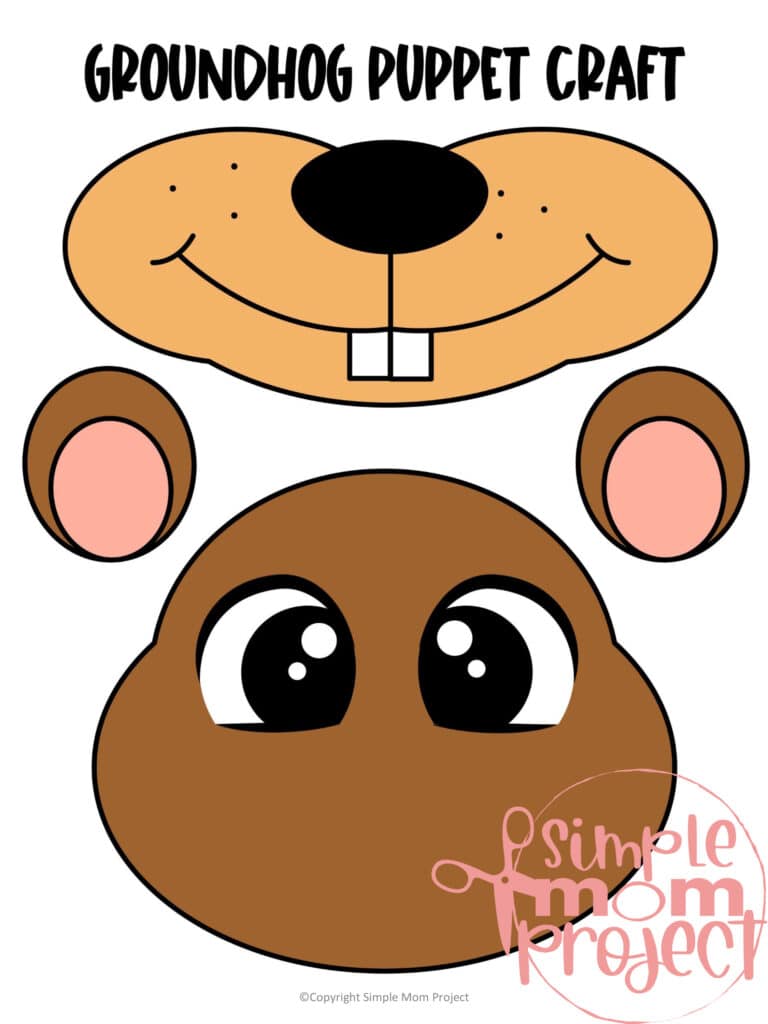 Printable Groundhog Paper Bag Puppet Template – Simple Mom Project