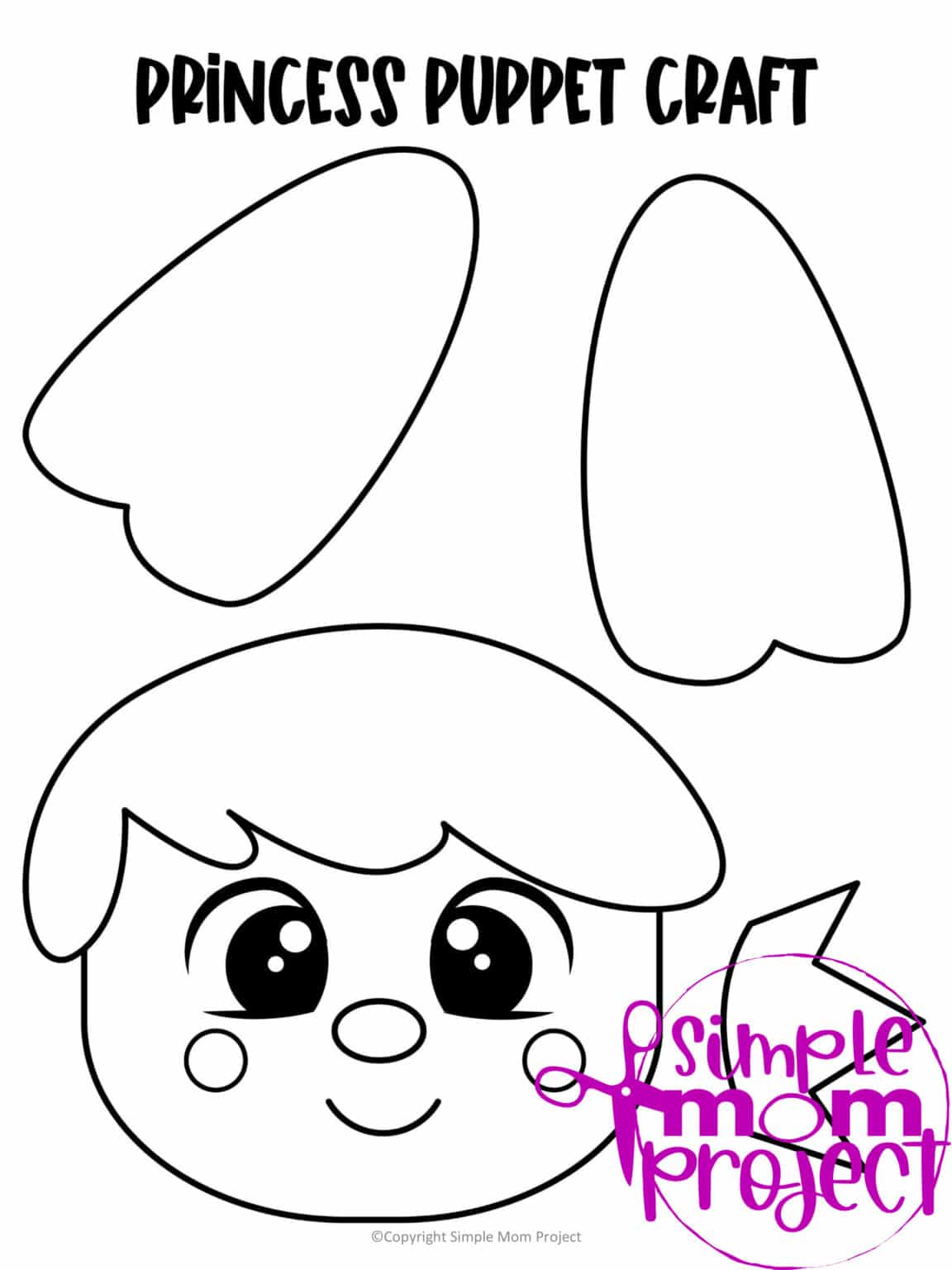 Printable Princess Paper Bag Puppet Template – Simple Mom Project