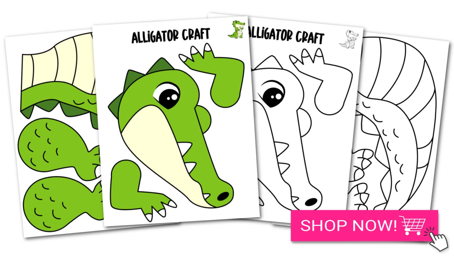Printable Alligator Paper Bag Puppet Template - Simple Mom Project