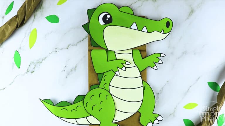 Printable Alligator Paper Bag Puppet Template - Simple Mom Project