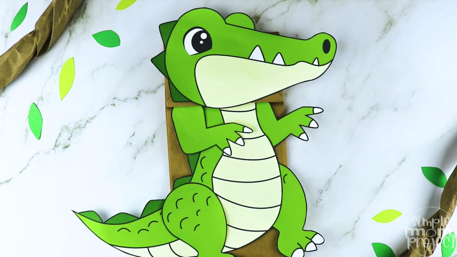 Printable Alligator Paper Bag Puppet Template - Simple Mom Project
