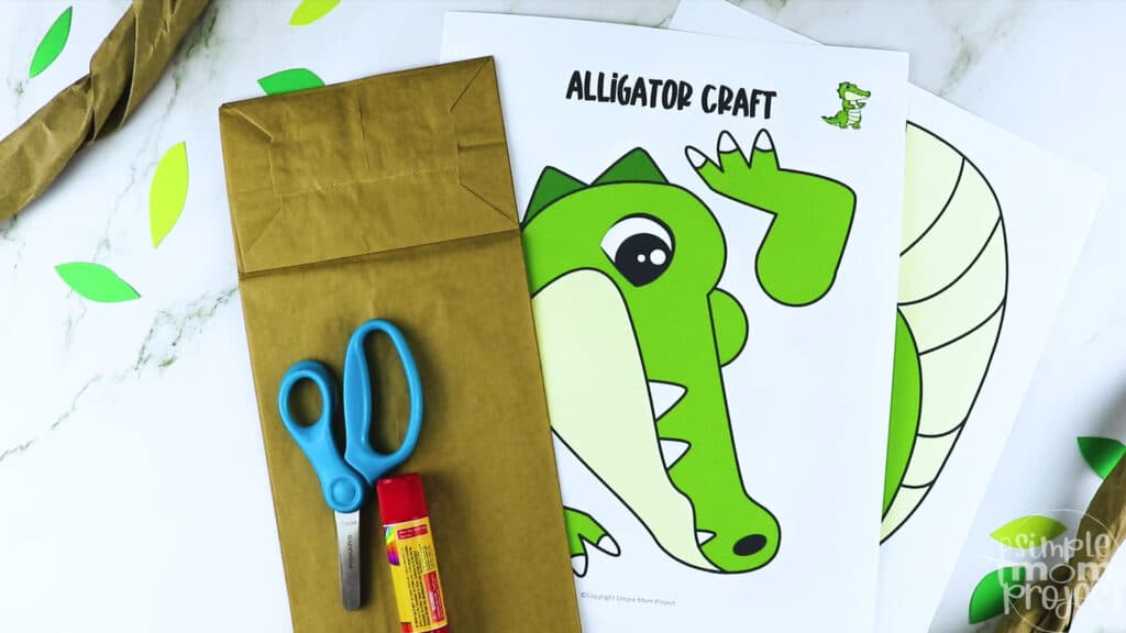 Printable Alligator Paper Bag Puppet Template - Simple Mom Project
