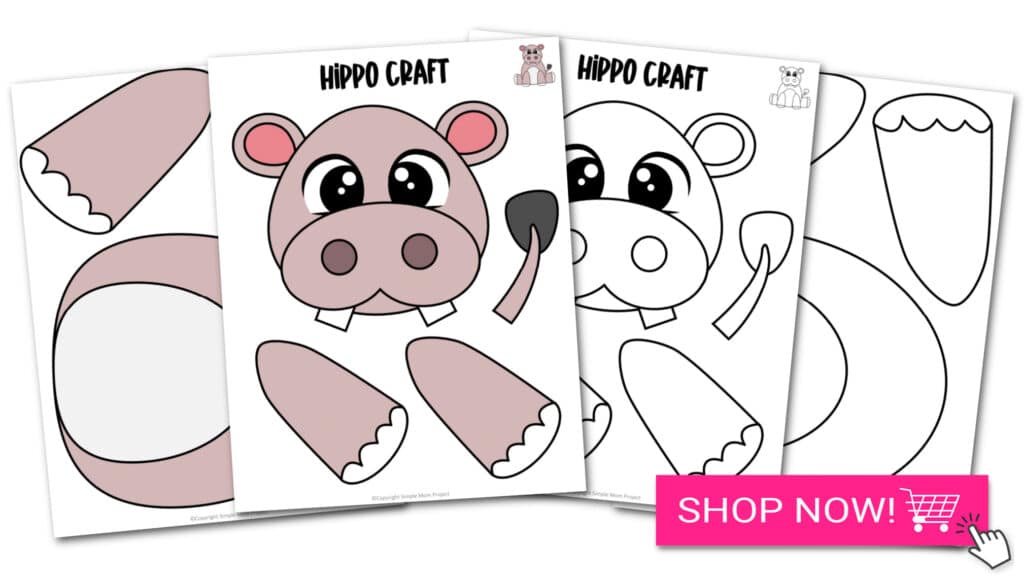 Printable Hippo Paper Bag Puppet Template - Simple Mom Project