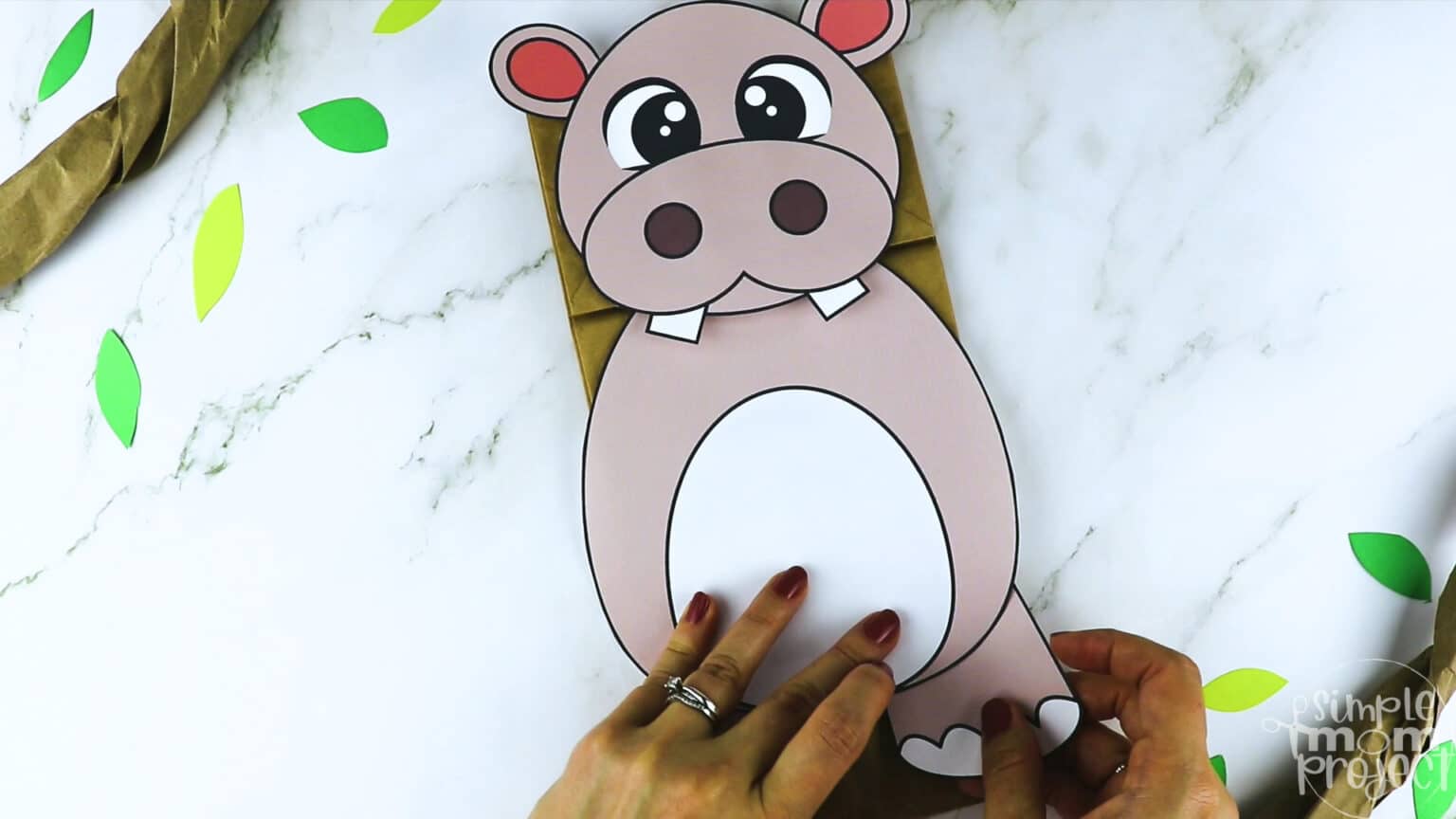 Printable Hippo Paper Bag Puppet Template - Simple Mom Project