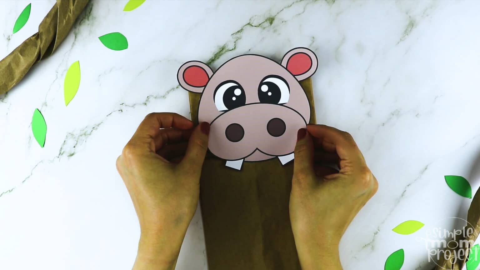 Printable Hippo Paper Bag Puppet Template - Simple Mom Project