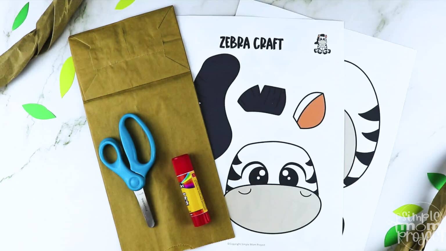 Printable Zebra Paper Bag Puppet Template - Simple Mom Project