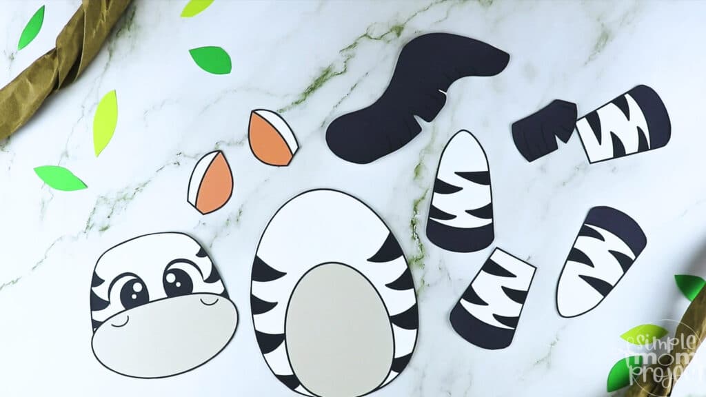 Printable Zebra Paper Bag Puppet Template - Simple Mom Project