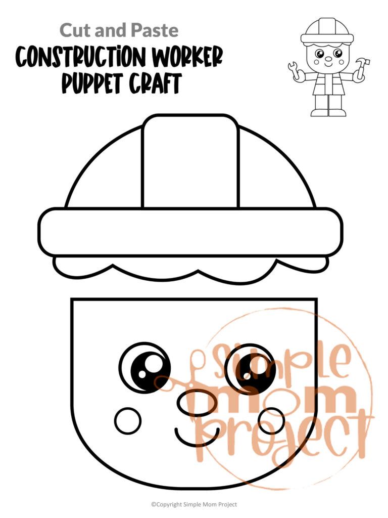 Printable Construction Worker Paper Bag Puppet Template – Fun Community ...