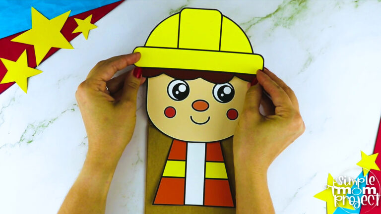 Printable Construction Worker Paper Bag Puppet Template – Simple Mom ...