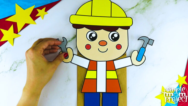 Printable Construction Worker Paper Bag Puppet Template – Fun Community ...