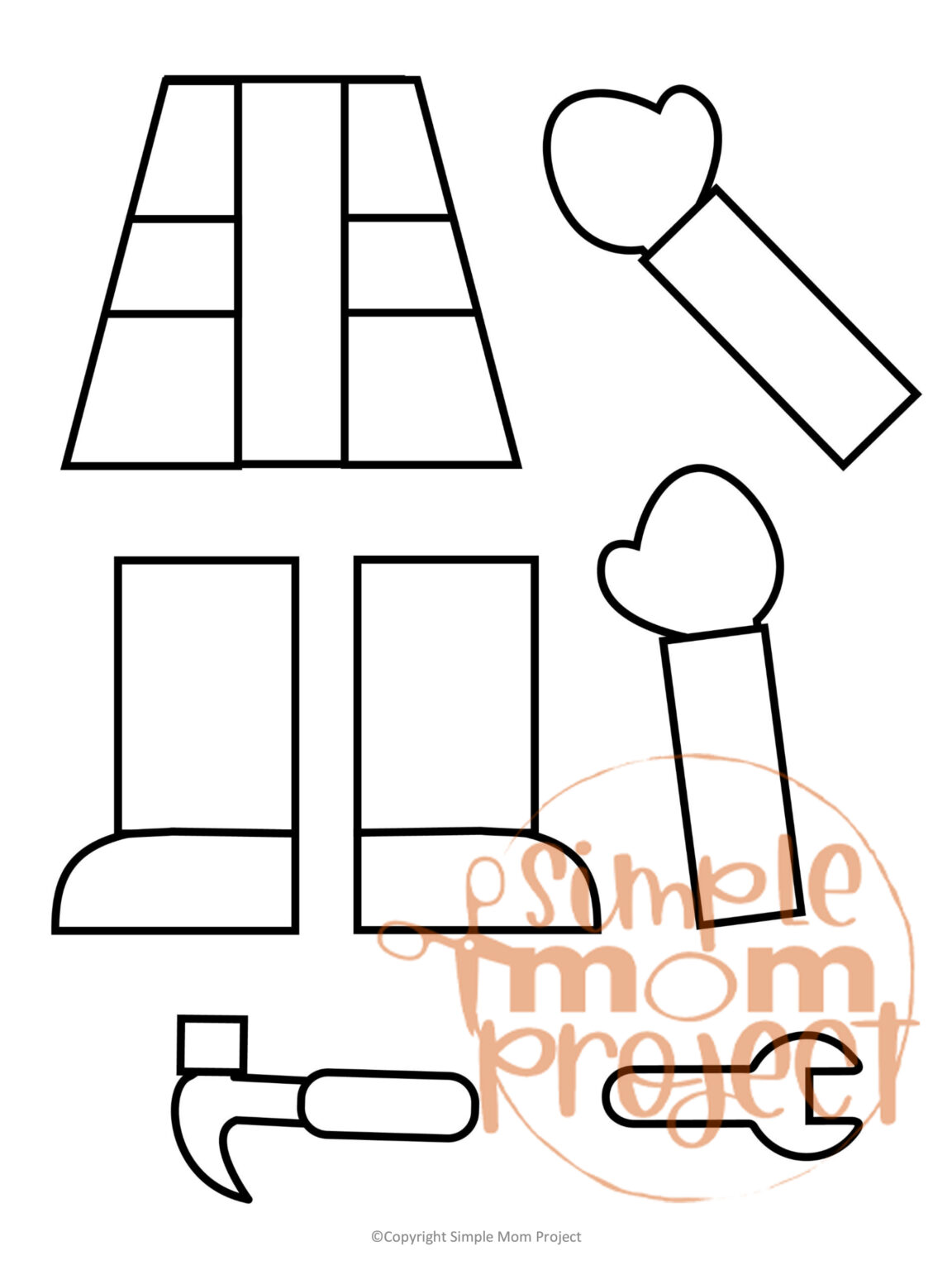 Printable Construction Worker Paper Bag Puppet Template – Simple Mom ...