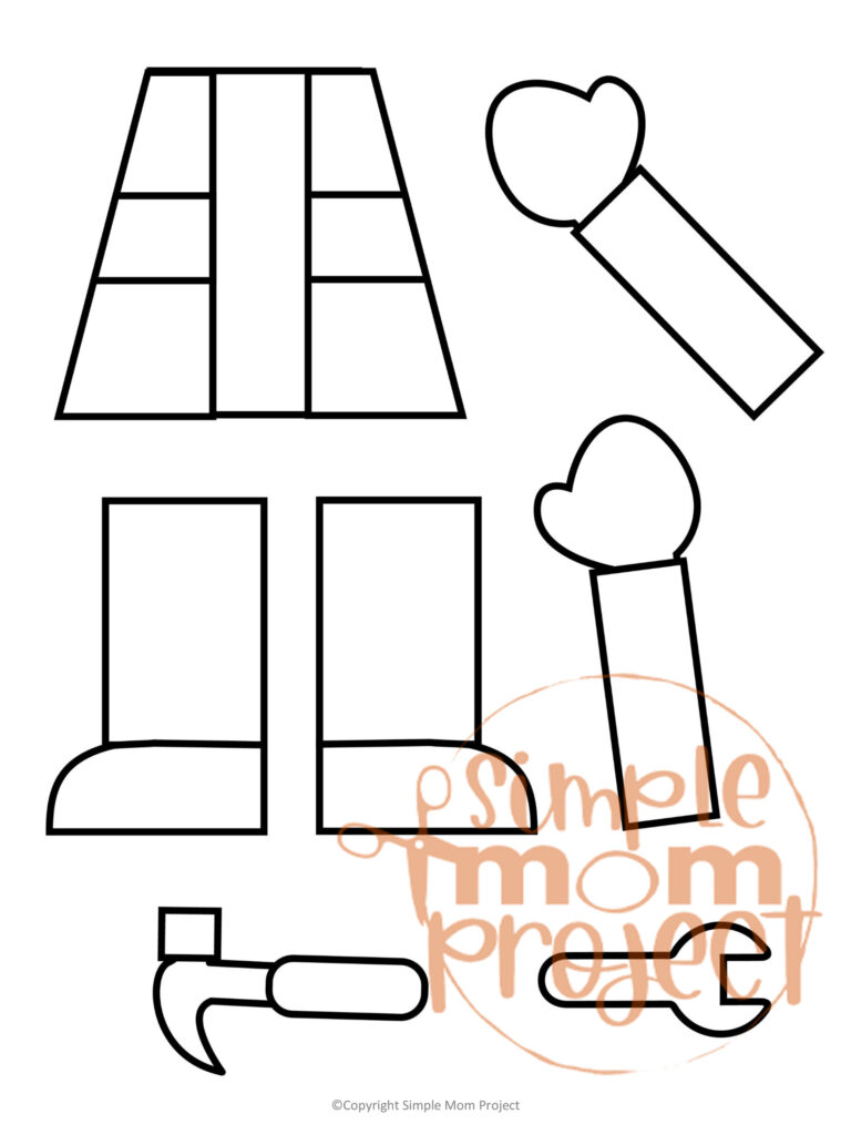 Printable Construction Worker Paper Bag Puppet Template – Simple Mom ...