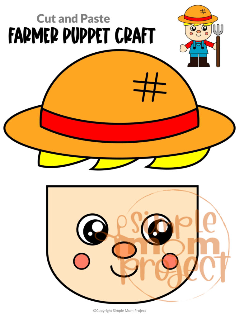 Printable Farmer Paper Bag Puppet Template – Simple Mom Project
