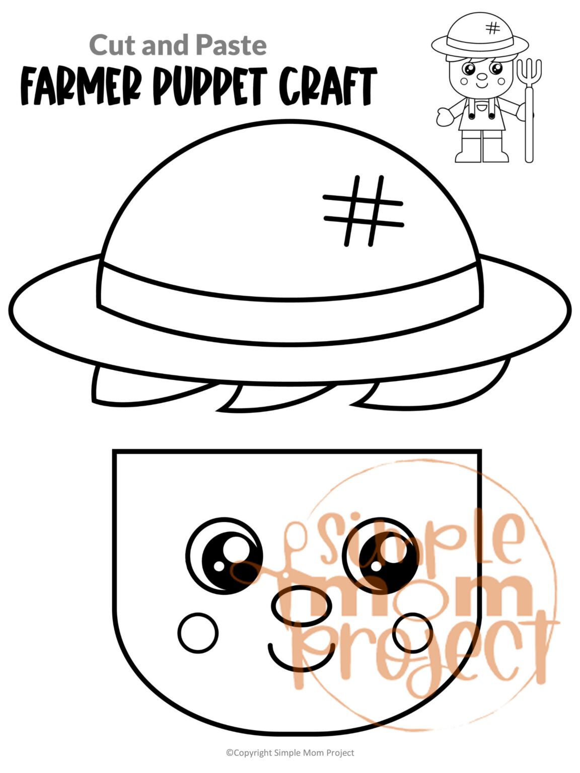 Printable Farmer Paper Bag Puppet Template – Simple Mom Project