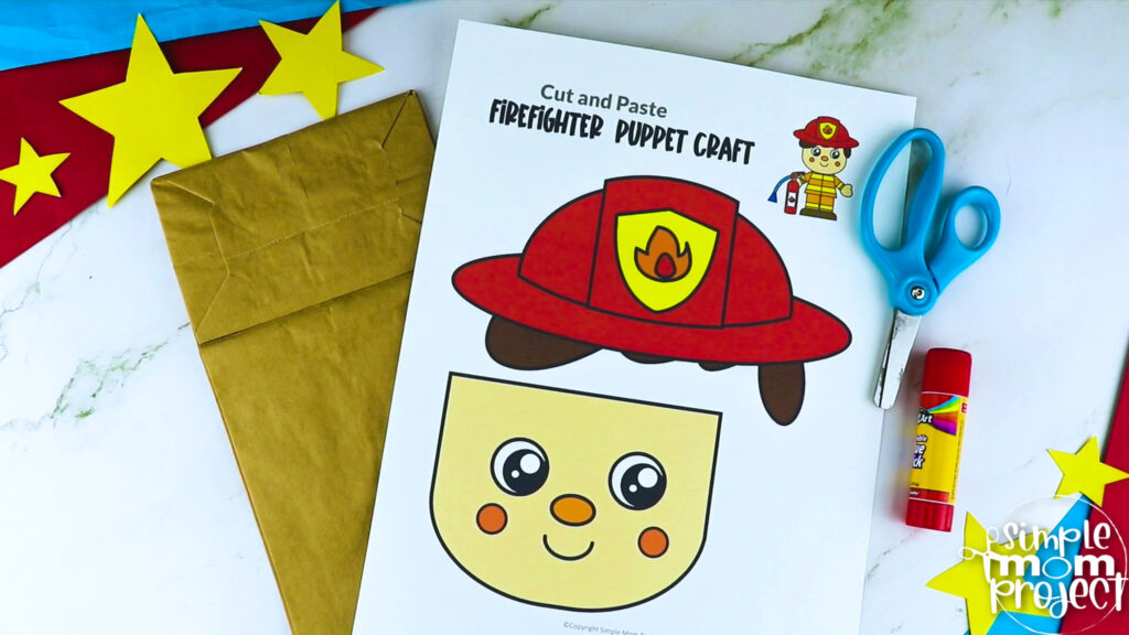 Printable Firefighter Paper Bag Puppet Template – Simple Mom Project