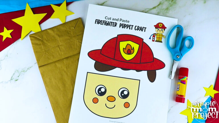 Printable Firefighter Paper Bag Puppet Template – Simple Mom Project
