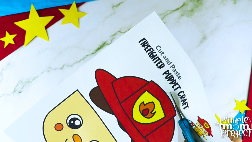 Printable Firefighter Paper Bag Puppet Template – Simple Mom Project
