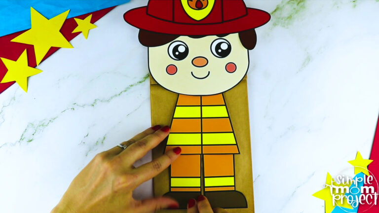 Printable Firefighter Paper Bag Puppet Template – Simple Mom Project