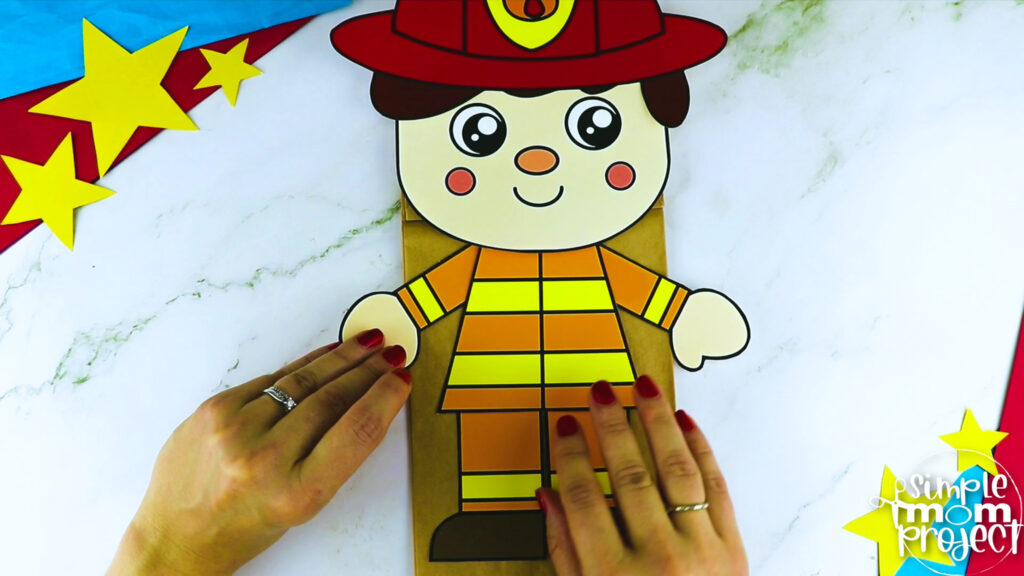 Printable Firefighter Paper Bag Puppet Template – Simple Mom Project