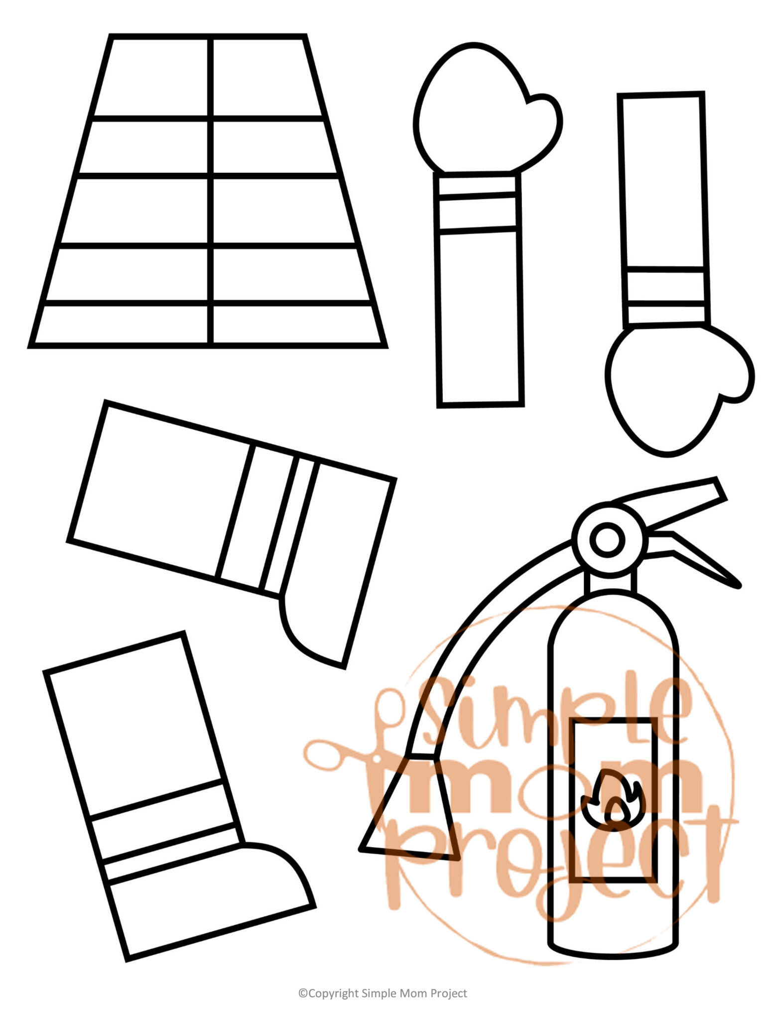 Printable Firefighter Paper Bag Puppet Template – Simple Mom Project