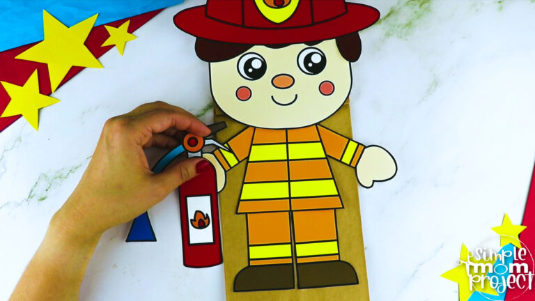 Printable Firefighter Paper Bag Puppet Template – Simple Mom Project